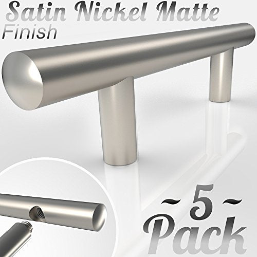 Bar Handle Pull: Round Precision Contoured Ends & Satin Nickel Matte F ...