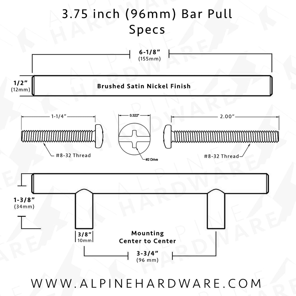 ALPINE HARDWARE Solid Stainless Steel Euro Bar Cabinet Pantry Handle alpine-hardware-solid-stainless-steel-euro-bar-cabinet-pantry-handle